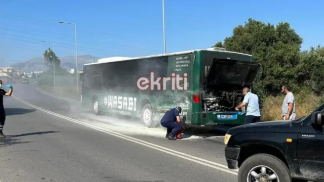 Ηράκλειο: Φωτιά σε λεωφορείο του αστικού ΚΤΕΛ - Σώοι όλοι οι επιβάτες